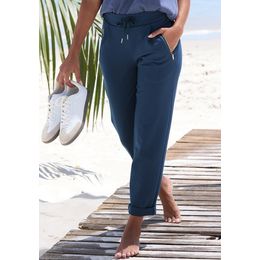 BEACHTIME BY LASCANA Schlupfhose 'aus softer Interlock-Ware mit Rei&szlig;verschlusstaschen' rauchblau Gr. 34 f&uuml;r Damen. Figurumspielend. Nachhaltig.