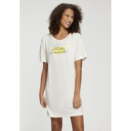 VIVANCE DREAMS BY LASCANA Sleepshirt braun Gr. 40/42 f&uuml;r Damen. Rundhals und Print. Loose Fit. Nachhaltig.
