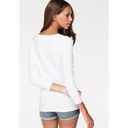 Vivance Langarmshirt wei&szlig; Gr. 44/46 f&uuml;r Damen. Mit tiefer Rundhals. Basic. Nachhaltig.