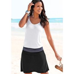 BEACHTIME BY LASCANA Strandkleid 'aus Viskosejersey mit Raffung auf H&uuml;fth&ouml;he, Spaghettitr&auml;ger' mehrfarbig Gr. 44 f&uuml;r Damen. Mit V-Ausschnitt. 