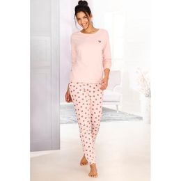 VIVANCE DREAMS BY LASCANA Pyjama mehrfarbig Gr. 48/50 f&uuml;r Damen. Rundhals und Allover-Druck. Basic. Nachhaltig.