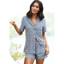 VIVANCE DREAMS BY LASCANA Shorty Raupenmuster Gr. 32/34 f&uuml;r Damen. V-Ausschnitt und Allover-Druck. Bequem. Nachhaltig.
