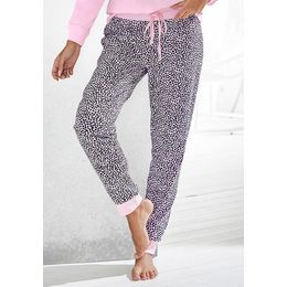 VIVANCE DREAMS BY LASCANA Pyjamahose pink Gr. 32/34 f&uuml;r Damen. Mit Allover-Druck. Bequem. Nachhaltig.