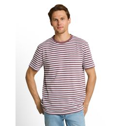 Herren Rundhalsshirtrose taupe wei&szlig; stripe, Gr. XL, Tom Tailor Denim, Single Jersey, Obermaterial: 60% Baumwolle, 40% Polyester, Shirts