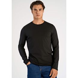 LINDBERGH Herren Langarmshirt "T-Shirt (Langarm) Relaxed Fit"schwarz, Gr. M, unifarben, Obermaterial: 95% Baumwolle, 5% Elasthan, Shirts