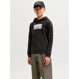 Jack & Jones Kinder Kapuzensweatshirt "JCOFUSION GRAPHIC SWEAT HOOD UNB SN JNR"schwarz detail:brushed, Gr. 164, JACK & JONES JUNIOR, bedruckt, angeraute