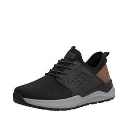 Rieker Herren Slip-On Sneaker, Gr. 40schwarz, Lederimitat, Textil, Schuhe, Slipper, Schlupfschuh, Halbschuh mit Kontrastbesatz