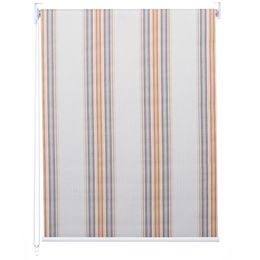 Rollo MCW-D52, Fensterrollo Seitenzugrollo Jalousie, Sonnenschutz Verdunkelung blickdicht 60x160cm ~ grau/braun/orange