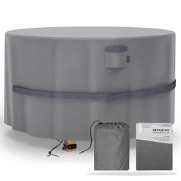 SANZARO Schutzh&uuml;lle Winterfest Rund f&uuml;r Gartentisch - RipStop-Technologie, 600D Oxford, Rei&szlig;fest & UV-Best&auml;ndig, Abdeckung Wasserdicht f&uuml;r Outdoor M&ouml;belsets &Oslash; 230 x 100 cm&Oslash; 230 x 100 cm