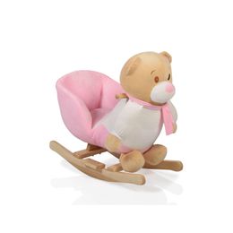 Moni Pl&uuml;sch Schaukeltier B&auml;r rosa WJ-635 mit Handgriffe aus Holz ab 12 Monate