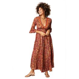 Aller Simplement Kleid in Camel/ Rot - 65% | Gr&ouml;&szlig;e 34/36 | Damen-kleider