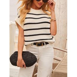 Milan Kiss Pullover in Creme/ Schwarz - 62% | Gr&ouml;&szlig;e XL | Damen-pullover-cardigans