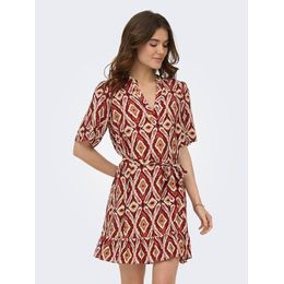Only Kleid in Hellbraun/ Rot - 40% | Gr&ouml;&szlig;e XS | Damen-kleider