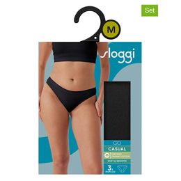 Sloggi 3er-Set: Slips "Go Casual" in Schwarz - 36% | Gr&ouml;&szlig;e XL | Damen-unterteile