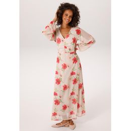 Aniston Kleid in Wei&szlig;/ Koralle - 45% | Gr&ouml;&szlig;e 38 | Damen-kleider