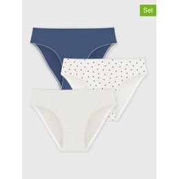 Petit Bateau 3er-Set: Slips in Creme/ Blau - 40% | Gr&ouml;&szlig;e 104 | Kinder-waesche