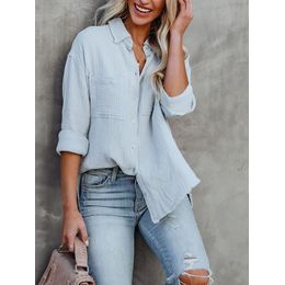 Milan Kiss Bluse in Hellblau - 70% | Gr&ouml;&szlig;e L | Damen-blusen