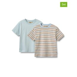 Wheat 2er-Set: Shirts "Fabian" in Hellblau/ Beige - 39% | Gr&ouml;&szlig;e 140 | Kinder-oberteile