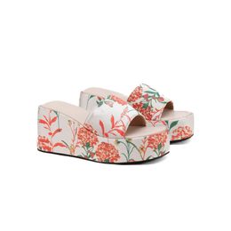 C'M Keilpantoletten in Creme/ Rot - 54% | Gr&ouml;&szlig;e 41 | Damen-pantoletten