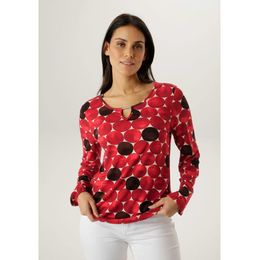 Aniston Longsleeve in Rot/ Schwarz - 17% | Gr&ouml;&szlig;e 38 | Damen-tops