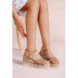 Foreverfolie Keilsandaletten in Hellbraun - 56% | Gr&ouml;&szlig;e 39 | Damen-sandalen
