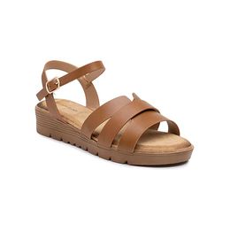 Foreverfolie Keilsandaletten in Camel - 44% | Gr&ouml;&szlig;e 40 | Damen-sandalen