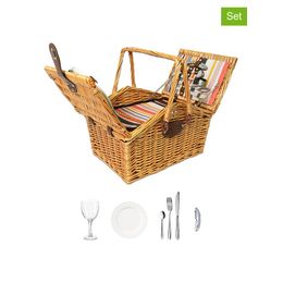 WD lifestyle 12tlg. Set: Picknickkorb in Hellbraun/ Bunt - 63% | Damen-outdoor-ausruestung