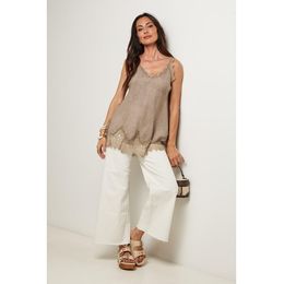 Le Monde du Lin Leinen-Blusentop in Taupe - 66% | Gr&ouml;&szlig;e 38/40 | Damen-blusen