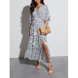 Milan Kiss Kleid in Wei&szlig;/ Blau - 68% | Gr&ouml;&szlig;e XL | Damen-kleider