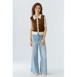 Oui Cardigan in Braun/ Creme - 78% | Gr&ouml;&szlig;e 38 | Damen-pullover-cardigans