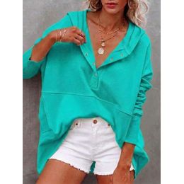 Milan Kiss Hoodie in T&uuml;rkis - 64% | Gr&ouml;&szlig;e XL | Damen-sweatshirts-jacken