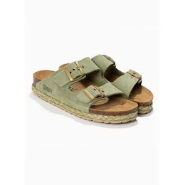 Sunbay Leder-Pantoletten "Trefle" in Khaki - 62% | Gr&ouml;&szlig;e 37 | Damen-pantoletten