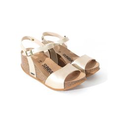 Sunbay Leder-Keilsandaletten in Gold - 69% | Gr&ouml;&szlig;e 40 | Damen-sandalen