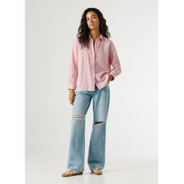 Pepe Jeans Hemd "Bernany" in Rosa/ Wei&szlig; - 42% | Gr&ouml;&szlig;e XS | Damen-blusen