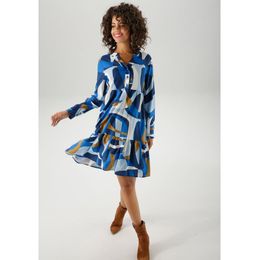 Aniston Kleid in Blau/ Wei&szlig; - 42% | Gr&ouml;&szlig;e 40 | Damen-kleider