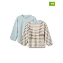 Wheat 2er-Set: Longsleeves "Johan" in Hellblau/ Beige - 54% | Gr&ouml;&szlig;e 110 | Kinder-longsleeves