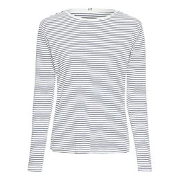 Camel Active Longsleeve in Wei&szlig;/ Dunkelblau - 56% | Gr&ouml;&szlig;e L | Damen-tops