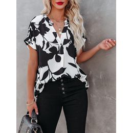 Milan Kiss Bluse in Wei&szlig;/ Schwarz - 61% | Gr&ouml;&szlig;e XL | Damen-blusen