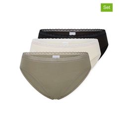 Schiesser 3er-Set: Slips in Khaki/ Creme/ Schwarz - 39% | Gr&ouml;&szlig;e 42 | Damen-unterteile