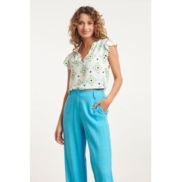 Smashed Lemon Bluse in Gr&uuml;n/ Hellblau/ Wei&szlig; - 61% | Gr&ouml;&szlig;e XXL | Damen-blusen
