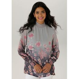 Aniston Bluse in Grau/ Rosa - 62% | Gr&ouml;&szlig;e 42 | Damen-blusen