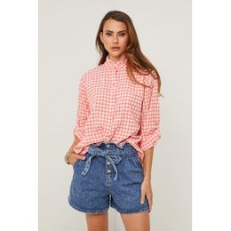 Fleur de Lin Bluse "Abelys" in Rot/ Wei&szlig; - 69% | Gr&ouml;&szlig;e M | Damen-blusen