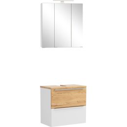 Badm&ouml;bel-Set Welltime, B:60cm H:200cm T:35cmmatt wei&szlig;, MDF, Kastenm&ouml;bel-Sets, "TRIENT, Set: Spiegelschrank und Unterbeckenschrank", matt