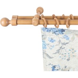 Gardinenstange SN DECO GROUP, L:440cm, braun, Holzwerkstoff, Gardinenstangen, "Giro", 28 mm, Holz, verschiedene L&auml;ngen und Farben, Komplettset