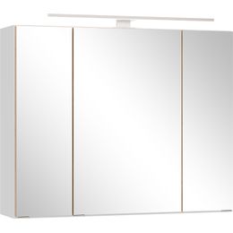 Spiegelschrank Welltime, B:80cm H:64cm T:20cm, wei&szlig;, MDF, Badezimmer, Schr&auml;nke, "TRIENT, 3D-Spiegelschrank 80 cm, ged&auml;mpfte Scharniere", matt