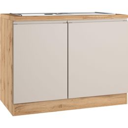 Sp&uuml;lenschrank KOCHSTATION, B:110cm H:86cm T:60cmmatt kaschmir, wotaneiche, MDF, K&uuml;che, Schr&auml;nke, "KS-Virginia,neu in verbesserter Ausf&uuml;hrung", Breite