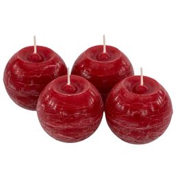 buttinette Rustikale Kugel-Kerzen, rot, 4 St&uuml;ck