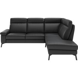 Ecksofa Home Affaire, B:252cm H:104cm T:215cmschwarz, 100% Leder, Wohnzimmer, Sofas, "Nalani, optionaler Sitzauszug, Breite: 252 cm", Komfortabler