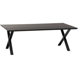 Esstisch OMG DESIGN, B:300cm H:77cm T:100cmschwarz night, schwarz, schwarz night, Tische, "Glasgow", Eiche Massivholz lackiert, mit Metall-Gestell