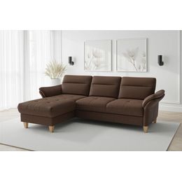 Sit & More Ecksofa SIT & MORE, B:230cm H:90cm T:164cmnuss, 100% Polyester, Wohnzimmer, Sofas, "Pamela, L-Form, B:230 cm", mit Federkern